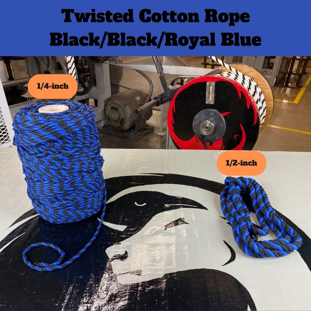 Royal Blue & Black Twisted Cotton Rope | Thin Blue Line Cordage – Ravenox