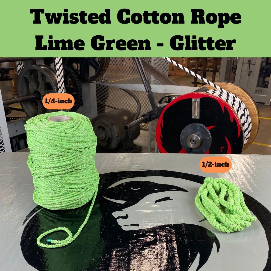 Lime Green Glitter Twisted Rope | Sparkling & Soft Cotton Cord – Ravenox