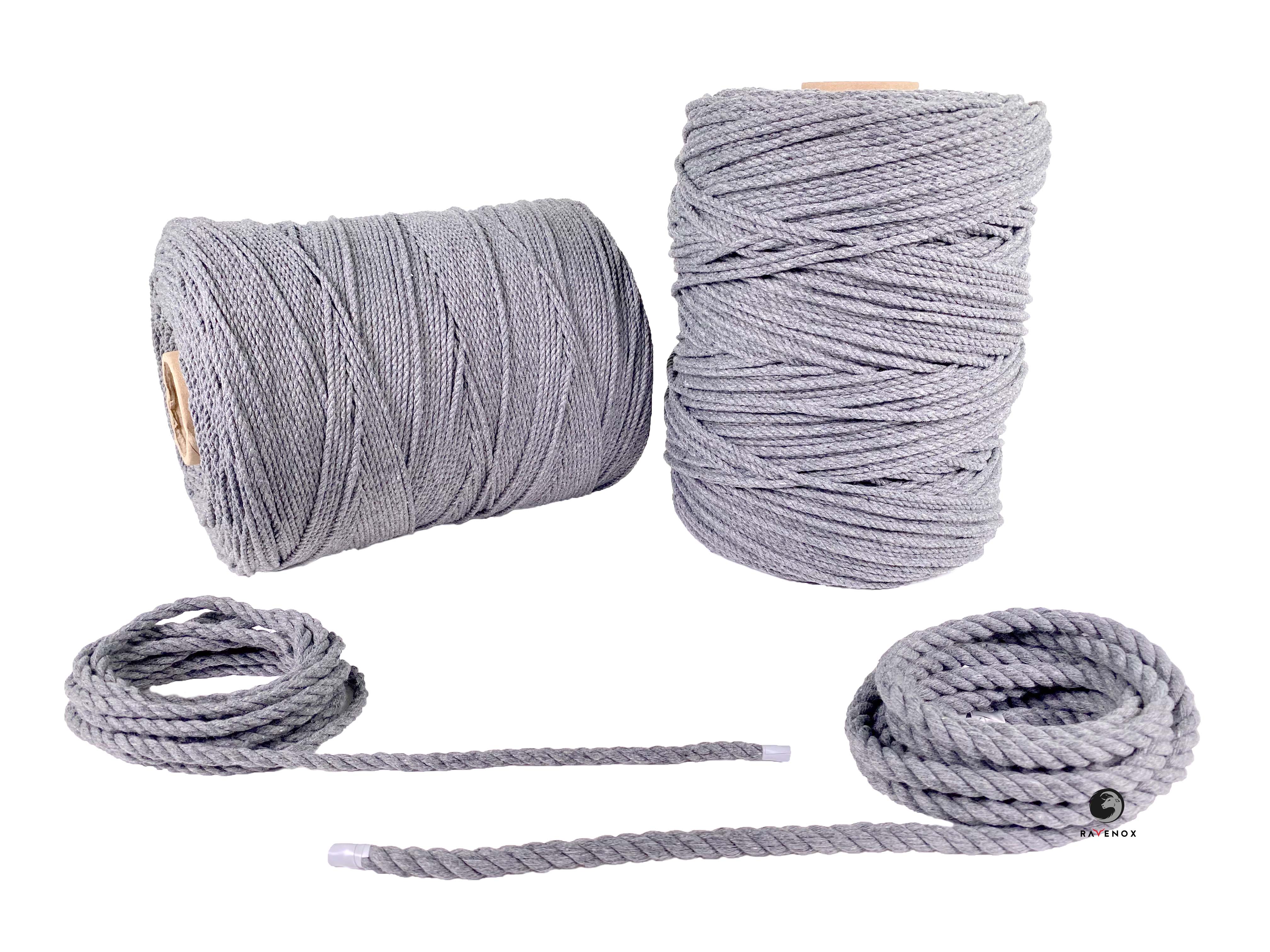 Ravenox Pearl Grey Macrame Cord - 3-Strand Elegance