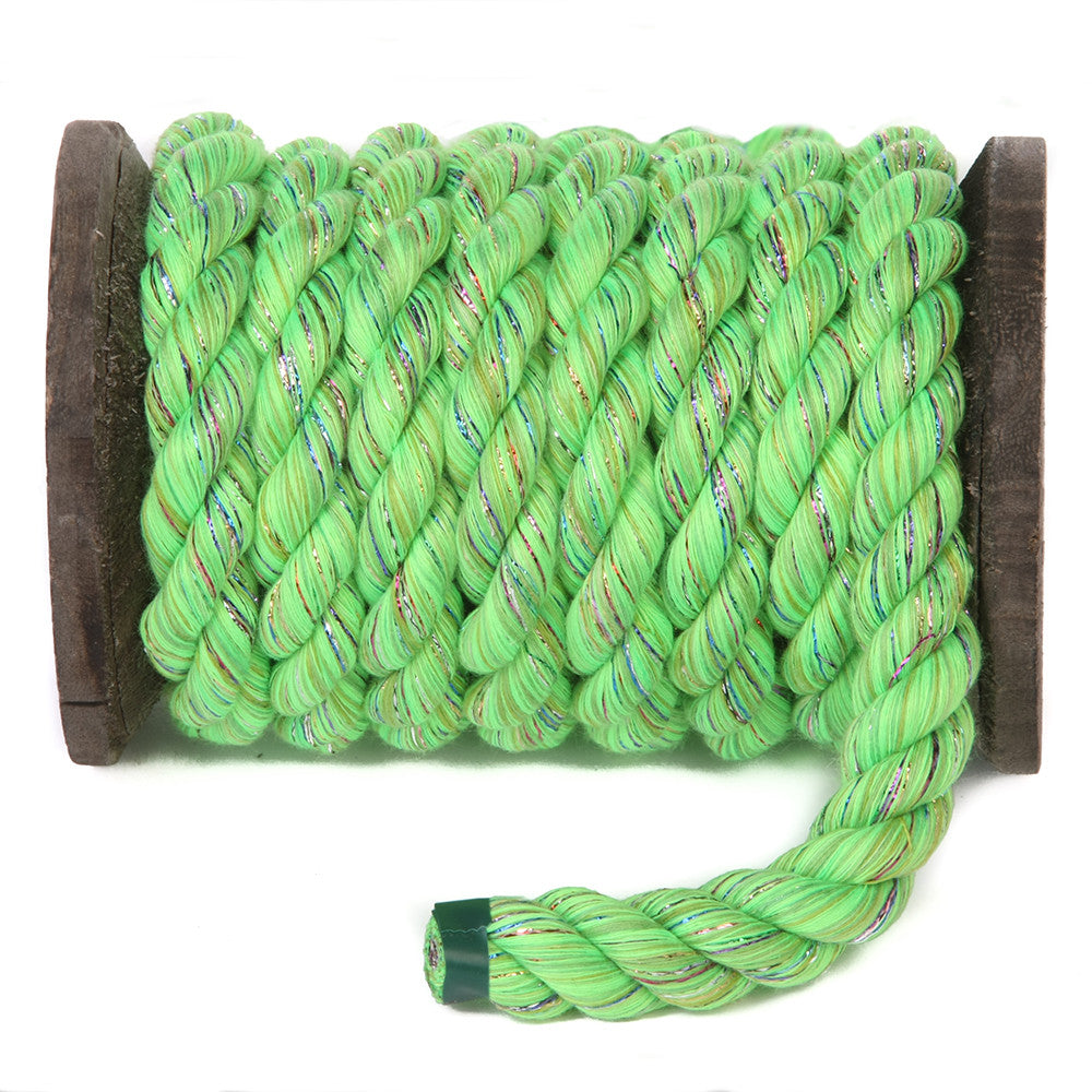 Lime Green Glitter Twisted Rope | Sparkling & Soft Cotton Cord – Ravenox