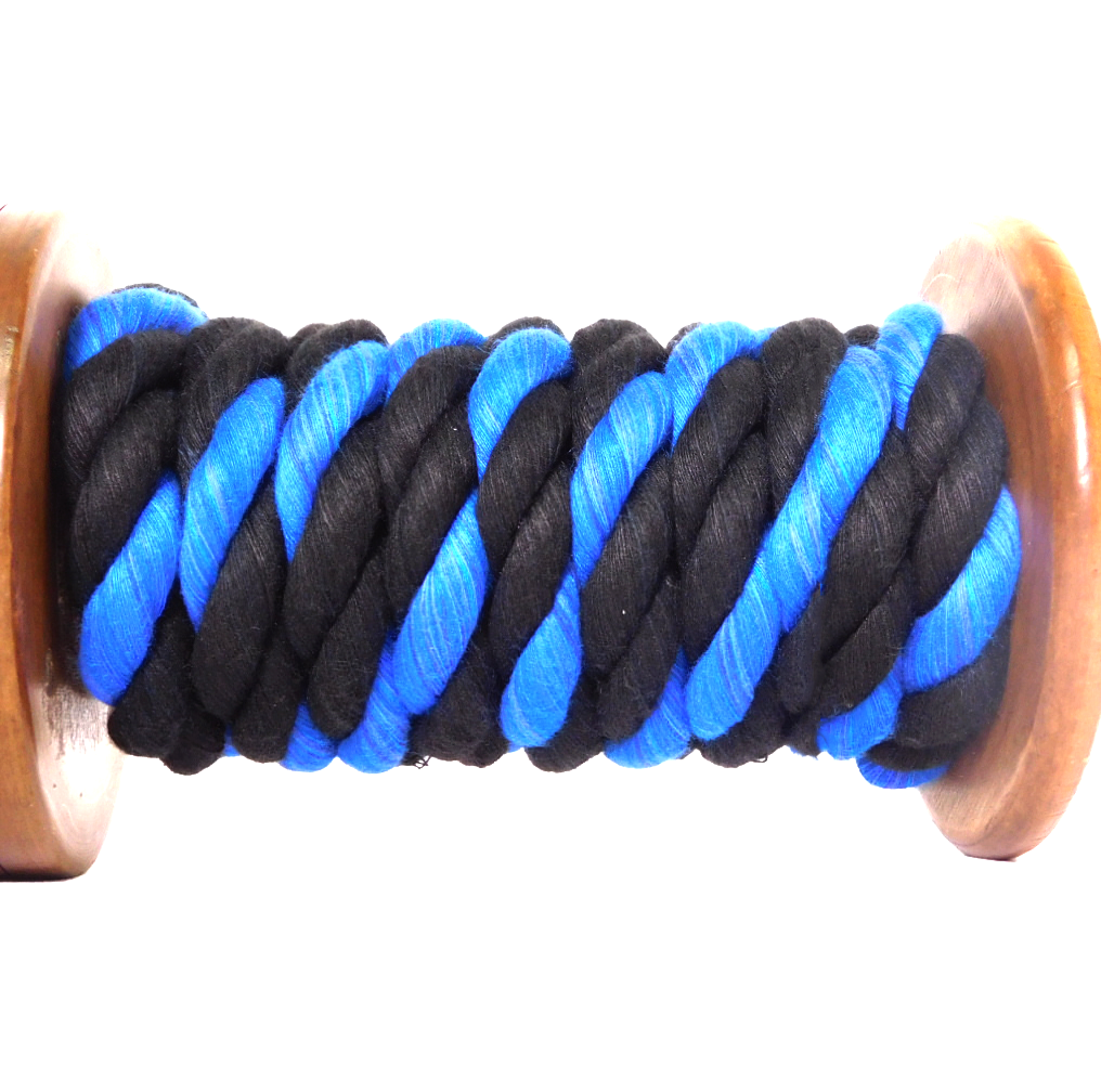 Royal Blue & Black Twisted Cotton Rope | Thin Blue Line Cordage – Ravenox